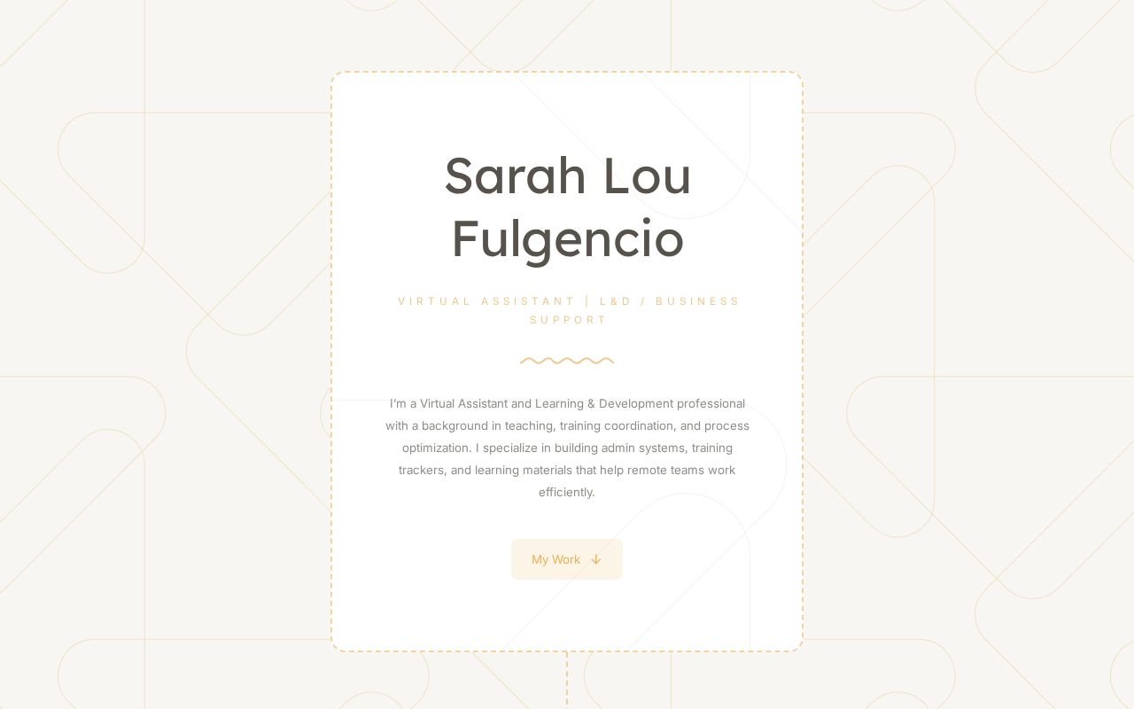 Sarah Lou Fulgencio | Virtual Assistant & L&D and Business Support